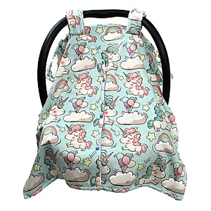 Dear Baby Gear - Baby Car Seat Canopy - Infant Car Seats Covers - Carseat Canopies for Boys and Girls - Carseat Cover with Snap Opening - Pastel Unicorns/Balloons/Clouds/Rainbows - Lavender Dot 30x40"