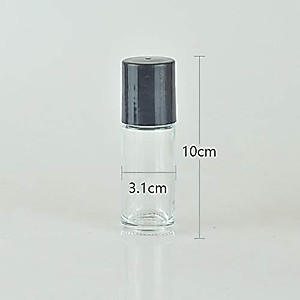 ConStore 4 PCS 30ML Deodorant Glass Roller Bottles with Plastic Roller Ball Black Cap Leak-Proof Massage Roll On Bottles Containers
