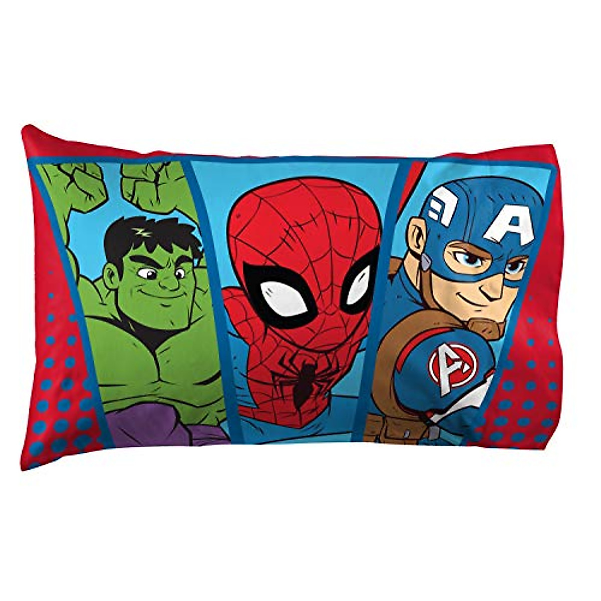 Marvel Super Hero Adventures Double Team 1 Pack Pillowcase - Double-Sided Kids Super Soft Bedding - Features The Avengers (Official Marvel Product)