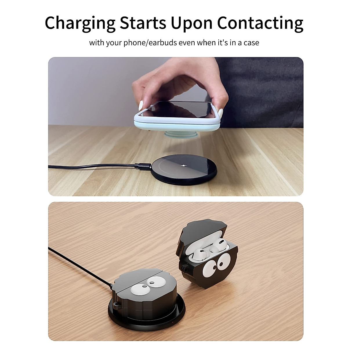 KPON Wireless Phone Charger for Popsocket/OtterBox/Thick Cases Up to 10mm - 15W Max Wireless Charging Pad, Compatible with iPhone 15/14/13/12/Samsung Galaxy S23/S22/Wireless Phones