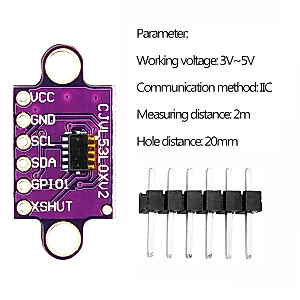 DaFuRui VL53L0X Time-of-Flight Distance Sensor Breakout GY-VL53L0XV2 (ToF) Laser Ranging Module I2C IIC Compatible for Arduino