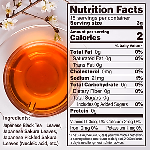 YAMASAN KYOTO UJI Sakura Japanese Loose Leaf Black Tea Bag 3g×15bags,Cherry Blossom Flavored Tea, Blended with cherry leaves