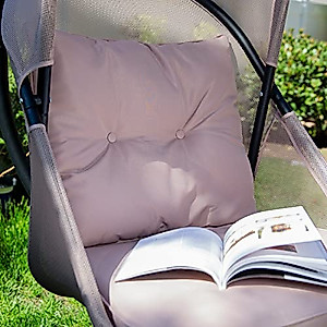 Barton Hanging Chair Egg Chair Cushion w/Canopy Indoor/Outdoor Basket Lounge Seat Collapsible Egg Chair, Beige