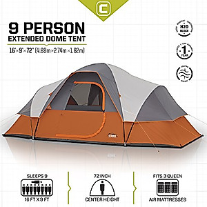 CORE 9 Person Extended Dome Tent - 16' x 9'