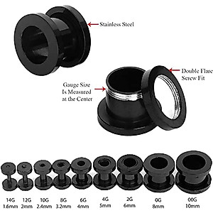 CABBE KALLO 36pcs Steel Ear Stretching Kit 14G-00G 9 Sizes Surgical Steel Tapers Tunnels Gauges Set for Starter Women Men Expanders Body Piercing Gift Jewelry, Black