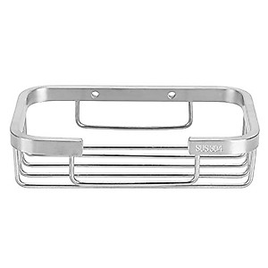 Shower Caddy Basket Shelf Wall Mounted Soap Basket Square Basket Bathroom Rack Holder Black Toilet Bathroom Accessory 304 Stainless Steel