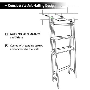 DORTALA 3-Shelf Over-The-Toilet Storage Rack, Free Standing Bathroom Organizer, Multifunctional Bathroom Space Saver, Long-Lasting & Lightweight Deign, Stylish Look Fit Any Room, White