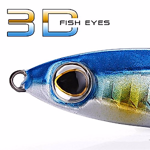 Sougayilang Jigs Fishing Lures Sinking Metal Spoons Micro Jigging Bait with Treble Hook for Saltwater Freshwater Fishing-A-2.56in/1.16oz-5PCS with Box