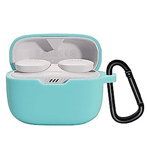 Silicone Cover for JBL Tune 230NC TWS Wireless Earphone Silicone Protective Cover, Portable Scratch and Shock Proof Cover with Carabiner(Mint Green)