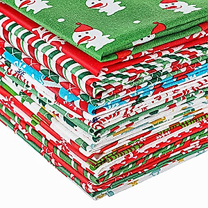 20 Pieces Christmas Cotton Fabric Bundles Sewing Square Christmas Tree Patchwork Precut Snowflake Printed Fabric Scraps for DIY Sewing Quilting Christmas Dress Apron Crafts (10 x 10 Inch)