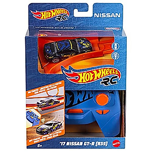 Hot Wheels RC Car, Remote-Control 2017 Nissan GT-R in 1:64 Scale, Works On and Off Hot Wheels Track, Includes Track Adapter​​​​