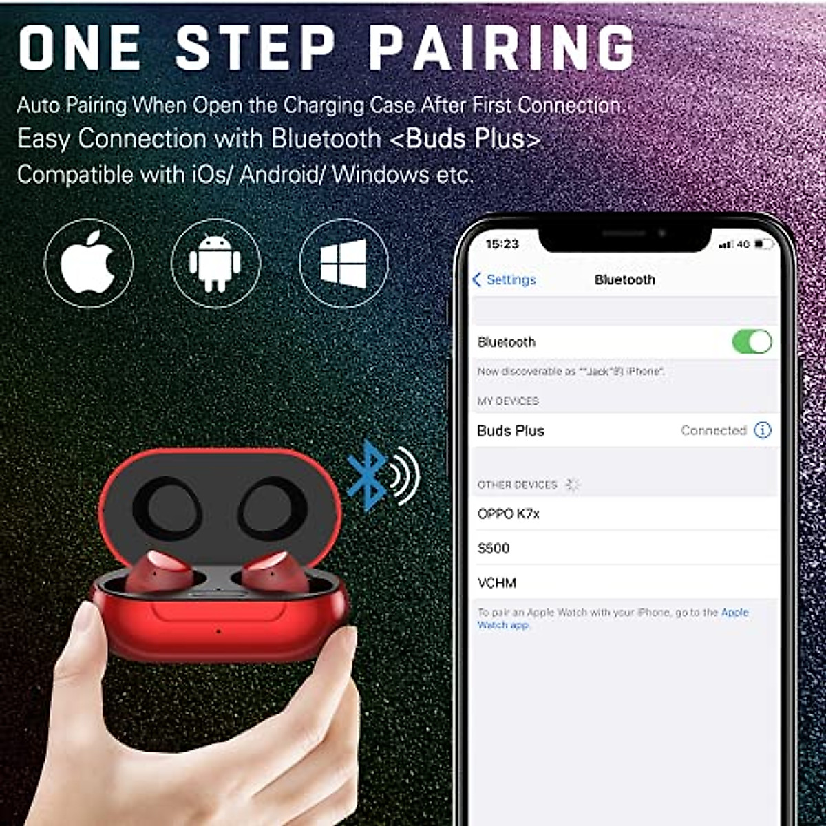 Urbanx Street Buds Plus True Wireless Earbud Headphones for Samsung Galaxy Note 20 Ultra 5G - Wireless Earbuds w/Noise Isolation - RED (US Version with Warranty)