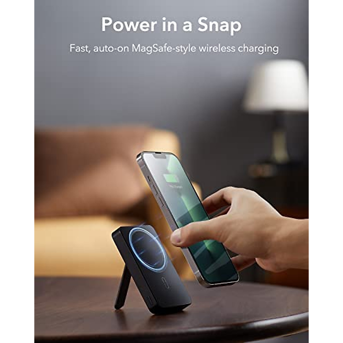 ESR MagSafe Battery Pack (HaloLock), 5,000mAh MagSafe Power Bank with USB-C Cable, Mini Kickstand Magnetic Wireless Power Bank for iPhone 14/13/12 Series, MagSafe Portable Charger, Black