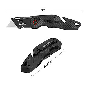Swiss+Tech Utility Knife Set, 2-pack Quick Change Box Cutter, Speed Release Folding Knife with Belt Clip and Landyard Hole, Extra 10 Pieces SK5 Blades Included