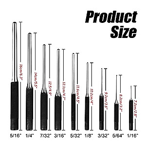 Roll Pin Punch Set with Storage Pouch and Hammer, 9 Piece Steel Removal Tool Kit for Jewelry, Watches, Rifle Pins and Craft