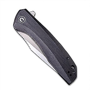 CIVIVI Baklash Flipper Pocket Knife Black Ebony Wood Handle (3.5'' Satin 9Cr18MoV) C801E