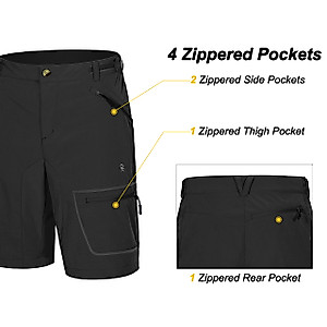 Little Donkey Andy Men's Lightweight Quick Dry Hiking Shorts Breathable Outdoor Cargo Shorts for Fishing Travel Casual Black XL