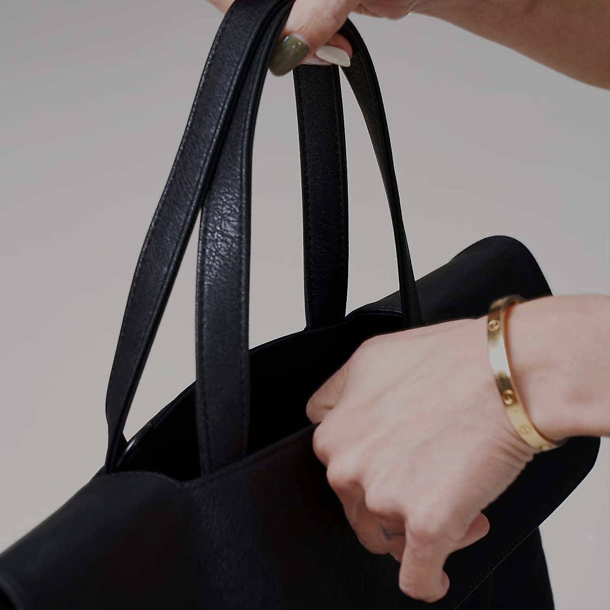 KWANI Black Studs Ladies Women's Tote Bag Shoulder Bag for Travel Daily Bags (Small)