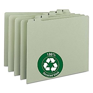 Smead Pressboard Guides, 1/5-Cut Tab, Daily (1-31), Letter Size, Gray/Green, Set of 31 (50369)