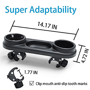 Piosoo Stroller Snack Tray with Cup Holder, Universal Stroller Snack Attachment, Upgraded Removable Non-Slip Grip Clip for Stroller Bar, Large Capacity