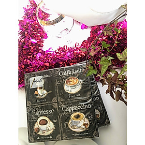 20-ct Coffee Napkins Black and White Napkins Decorative Paper Napkins for Decoupage Fall Paper Napkins Tea Party Napkins Valentine Napkins Disposable Birthday Napkins for Adults 6.5 x 6.5 x 1 inch