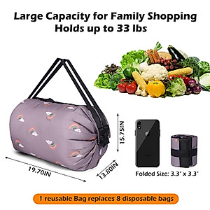 PURIPUFF Reusable Shopping Bags, Foldable Grocery Storage Tote, Waterproof Oxford Cloth Duffle for shop, Large Durable Heavy Duty (Gray)