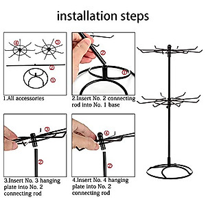 Firlar 2 Tier Rotating Jewelry Tower Jewelry Stand, Metal Rotating Jewelry Display Holder Jewelry Tree Stand Bracelet Rotation Holder Jewelry Display Rack Organizer for Necklace Bracelet Earring Ring