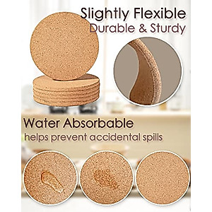 Cork Trivet, 4 Pack High Density Thick Cork Coaster Set for Hot Dishes, 8 Inch Heat Resistant Multifunctional Cork Board, Hot Pads for Table & Countertop