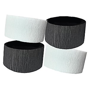 BLACK and WHITE Crepe Paper Streamers (2 Rolls Each Color) MADE IN USA!