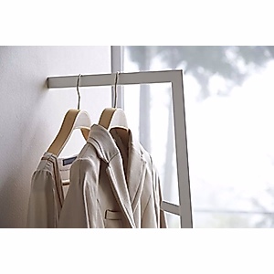 Yamazaki Home Slim Coat Hanger-Modern Storage Rack for Bedroom Or Living Room | Steel | Leaning Ladder, One Size, White