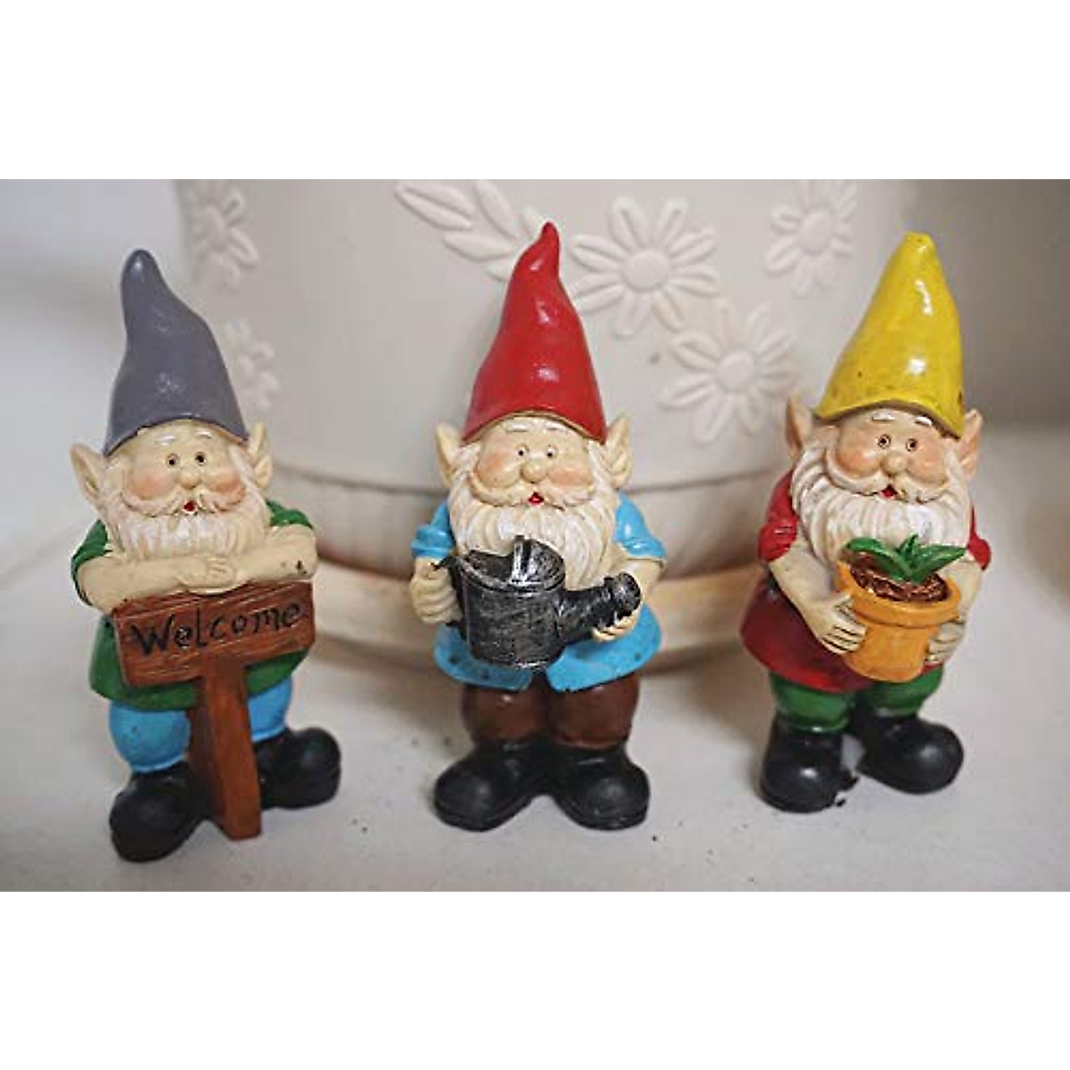MUAMAX Miniature Gnome Figurines Set of 3 Small Gnomes Sets for Fairy Gardens Gnomes Gifts Gnome Garden Accessories