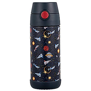 Snug Kids Water Bottle - insulated stainless steel thermos with straw (Girls/Boys) - Space Wars, 12oz