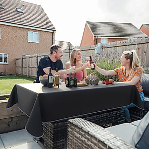 Black Vinyl Tablecloths - 54 In. x 70 In. - Pack Of 1 Rectangle Tablecloth - Black Flannel Backed Vinyl Tablecloths For Rectangle Tables - Plastic Table Cloths With Flannel Backing - Waterproof