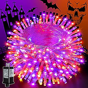Ollny Halloween Lights Outdoor 240LED 80FT - Orange and Purple String Lights - 8 Modes IP44 Waterproof UL588 Timer Memory Plug in for Party Garden Yard Patio Tree Fence Indoor Halloween Decorations