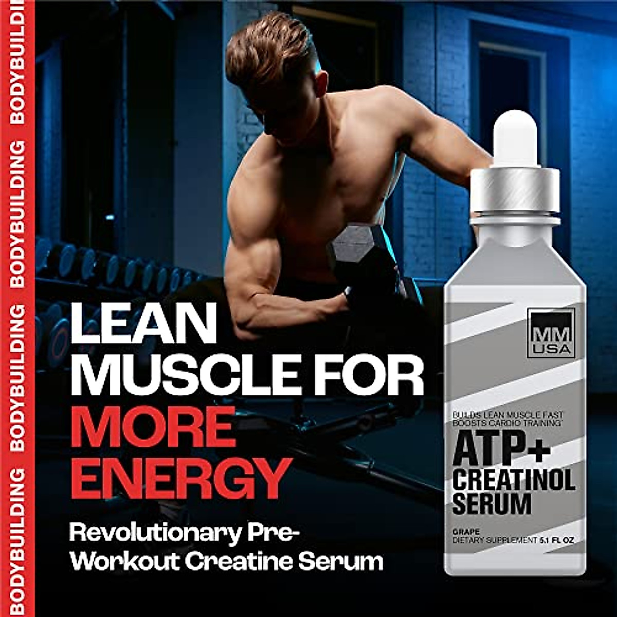 Pre-Workout Creatine for Men. ATP Energy, Lean Muscle Mass, Strength + Endurance. Amino Acids, Vitamins, ATP Fuel. Delays Lactic Acids. Boosts Fitness, Stamina & Recovery. Glucosamine for Joints.