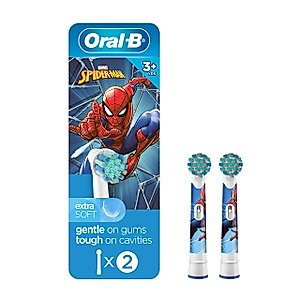 Oral-B Kids Extra Soft Replacement Brush Heads Featuring Marvel's Spiderman, 2 Count