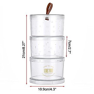 BSTKEY 3 Tier Decorative Round Storage Jars with Lids, Clear Stackable Snack Containers Candy Jar Bathroom Canister, Kitchen Storage Organization for Cookie, Dry Foods, Nuts, Coffee Bean