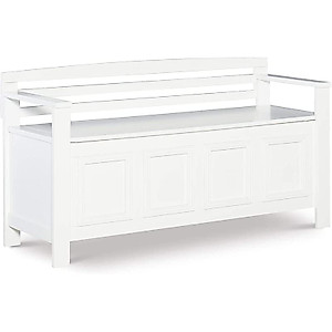 Pemberly Row Entryway Storage Bench in White with Flip-top Lid