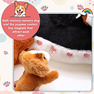 HyDren Nurturing Bernese Mountain Dog Plush Toy Set 15 Inch Nursing Mommy Dog Stuffed Animal with 4 Stuffed Magnetic Baby Puppies for Kids Birthday Graduation Children's Day Gifts Pet Party Favors