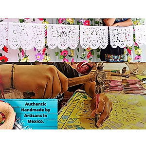 Mexican Party Decorations, 5 Pk White Papel Picado Banner Over 83 Feet long, For Wedding decorations, quinceañeras, birthdays, Mexican PAPER 50 Wedding Flags on string WS93