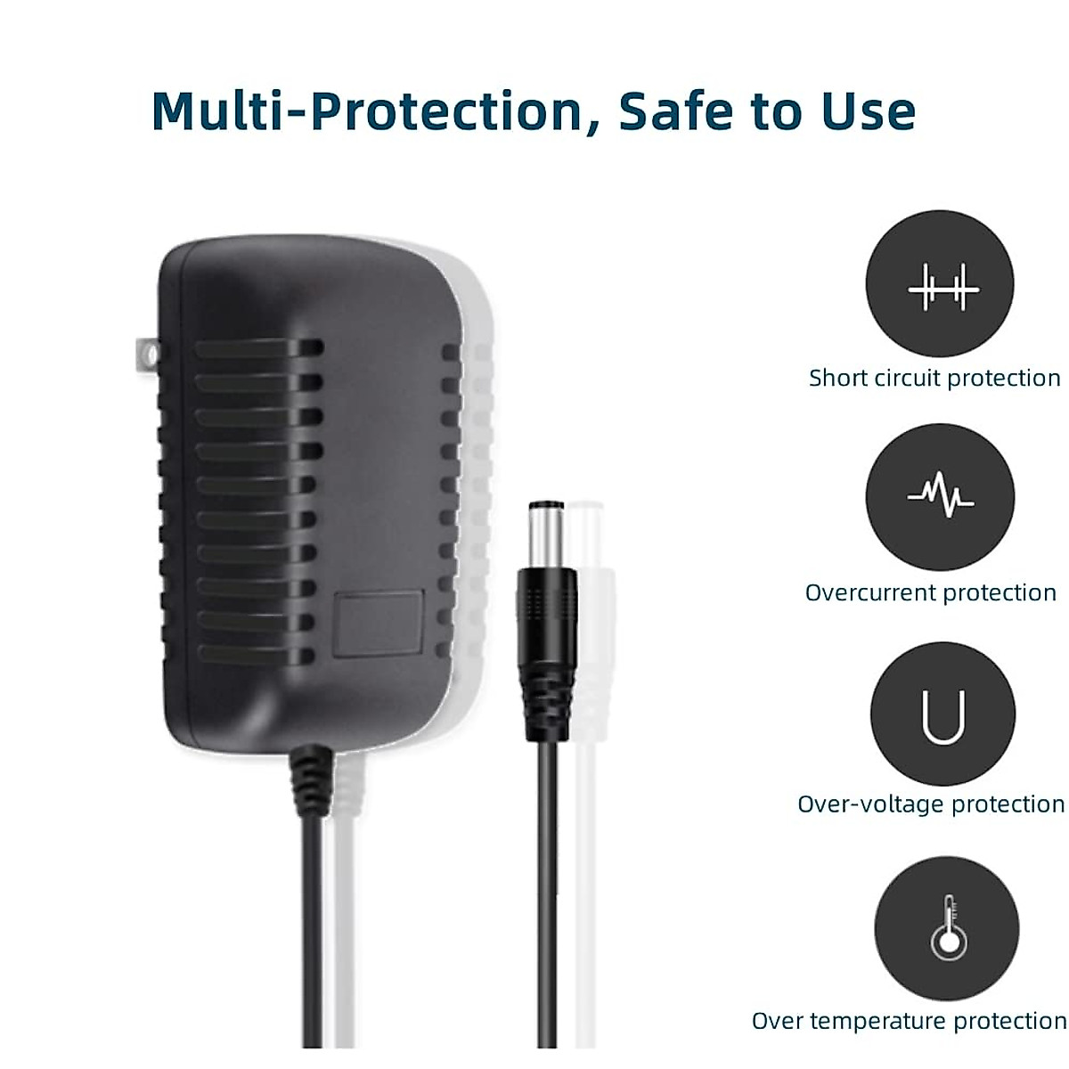 Qjin Power Cord for Echo Dot 5th Gen, Dot 4th Gen, Dot 4/5th Gen with Clock, Dot 4/5th Gen Kids, Echo Pop, Echo Spot 15W Replacement Charger Adapter