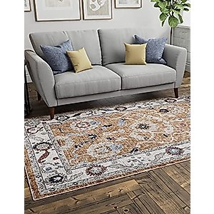 Rugs.com Eco Traditional Collection Rug – 5' x 8' Almond Beige Medium Rug Perfect for Bedrooms, Dining Rooms, Living Rooms
