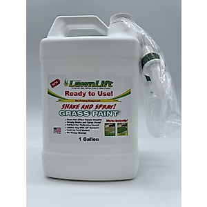 1 gallon pre-mixed, ready to use lawn paint. Includes trigger sprayer and 35" hose for easier application.