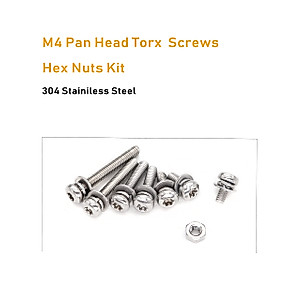 binifiMux 240pcs M4 Torx Pan Head with Pin Security Combine Screws with M4 Hex Nuts Assortment Kit, 304 Stainless Steel, M4 x 6mm/ 8mm/ 12mm / 14mm / 18mm