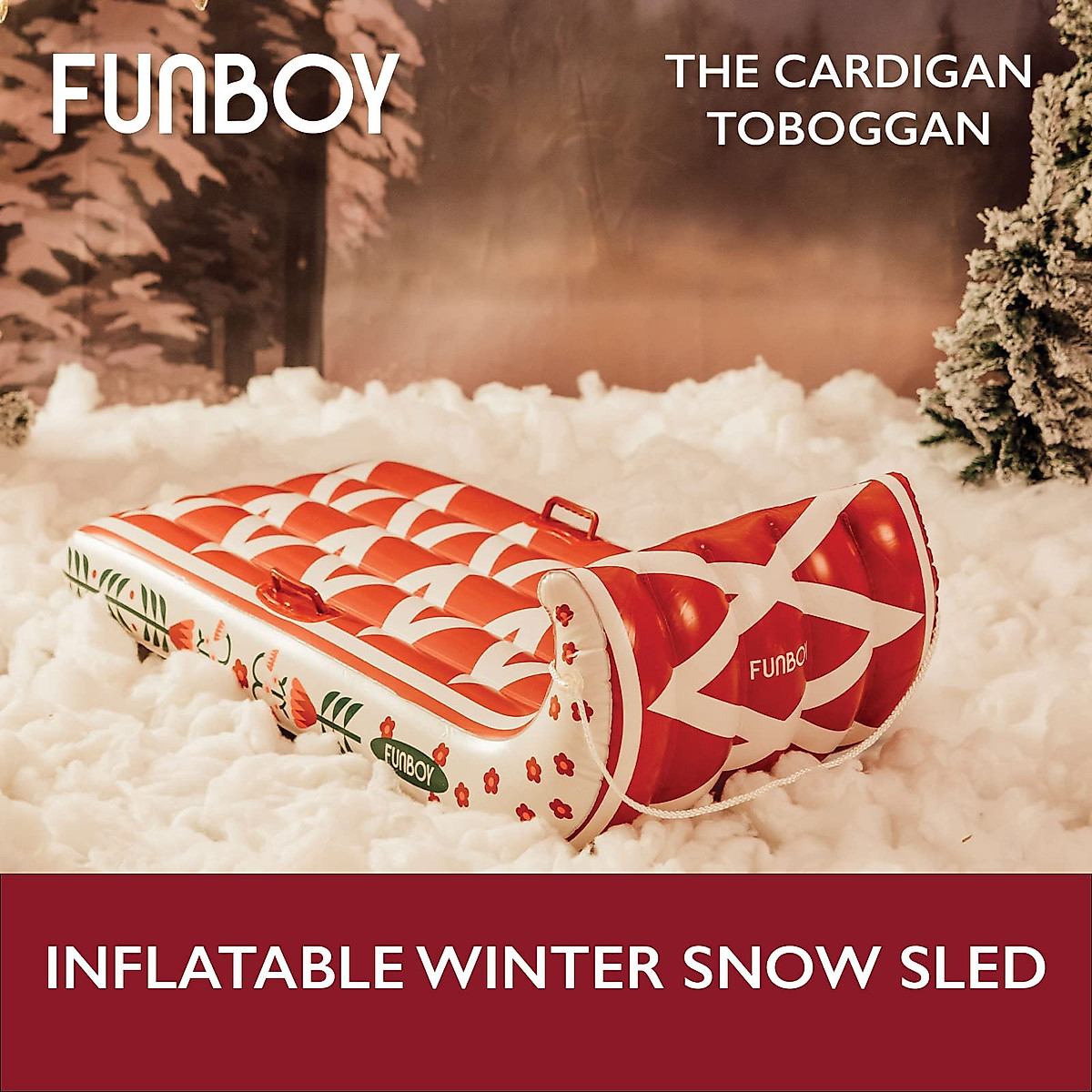 FUNBOY Winter Fun Inflatable Toboggan, Cardigan Single