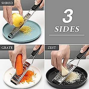Cambom Cheese Grater Citrus Zester Lemon Zester Pack of 3-304 Stainless Steel - A Sharp Tool for Parmesan Cheese, Ginger, Garlic, Nutmeg, Chocolate, Vegetables，Fruits，Dishwasher Safe