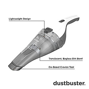 BLACK+DECKER dustbuster QuickClean Cordless Handheld Vacuum, White (HNVC215B10)