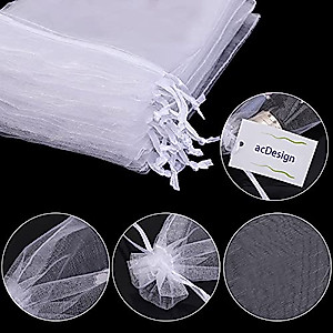acDesign 200Pcs Organza Bags 4"x6" Jewelry Bags Drawstring White mesh gift bags for Candy Jewelry Makeup Pouches