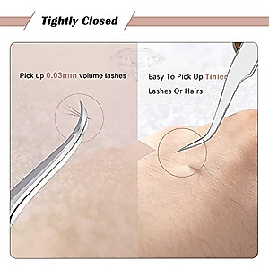 LANKIZ Eyelash Extension Tweezers Stainless Steel Straight and Curved Volume Lash Tweezers Set for Eyelash Extension Professional-Rose Gold