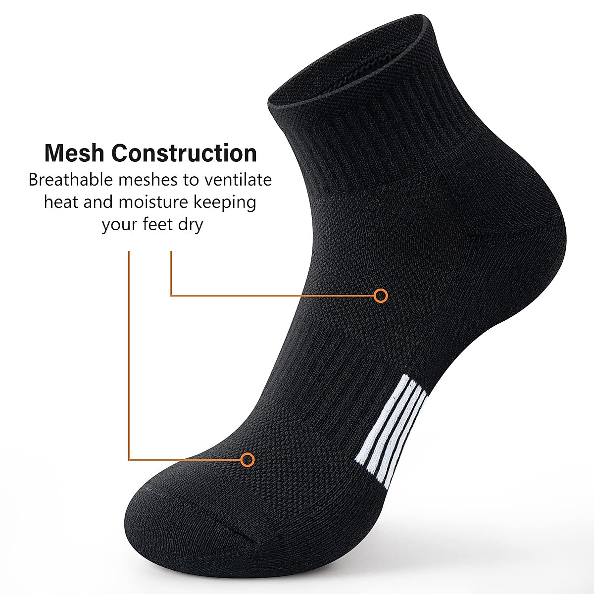Gonii Ankle Socks Womens Athletic Thick Cushioned Running Hiking Crew Socks 5-Pairs (Black)